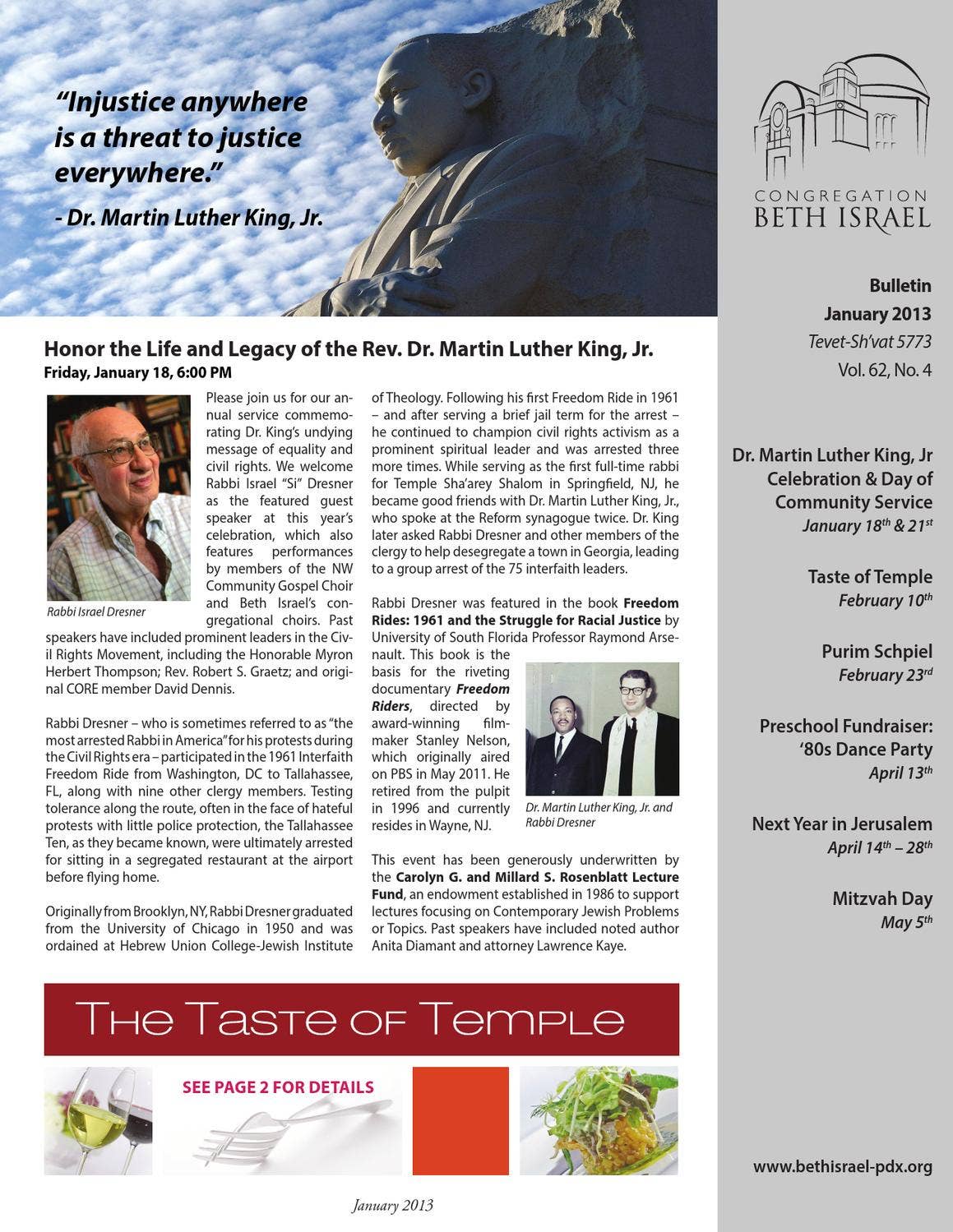 January 2013 Bulletin - Congregation Beth Israel, Portland Oregon by ...