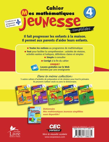 Mes mathématiques jeunesse simplifiées_Cahier 4e année by Les Éditions ...