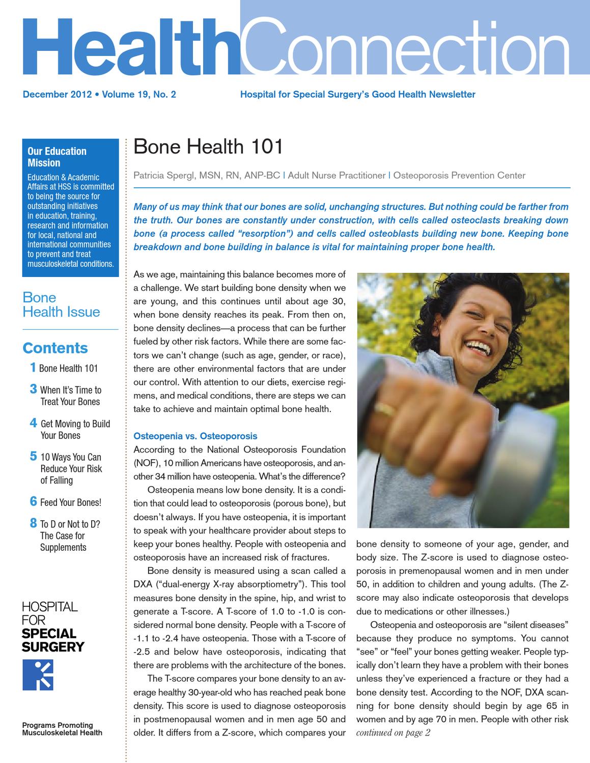 HealthConnection - December 2012 - Bone Health 101 by Hospital for ...