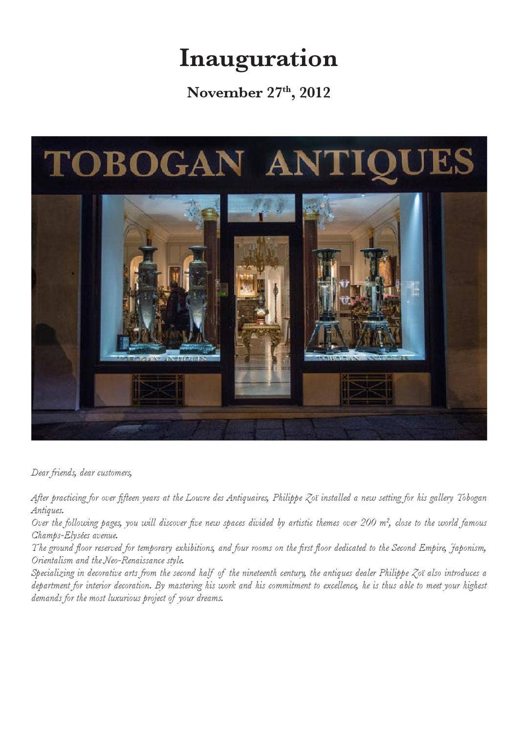 Inauguration of Tobogan Antiques gallery by Philippe Zoï - Issuu