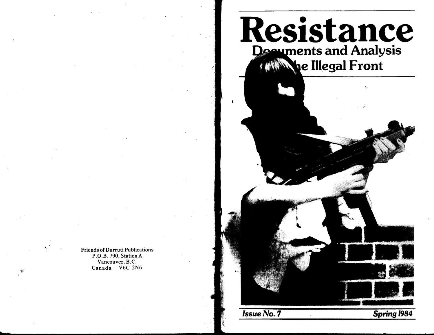 Resistance - Spring 1984 - Number 7 by Arm The Spirit - Issuu