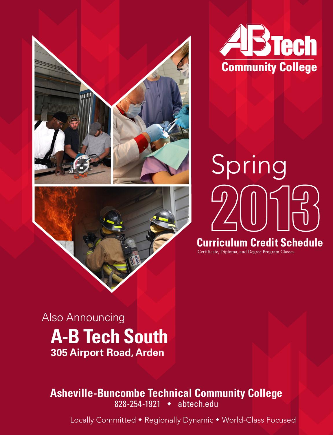 2013 Spring A-B Tech Curriculum Credit Schedule by Asheville Buncombe ...