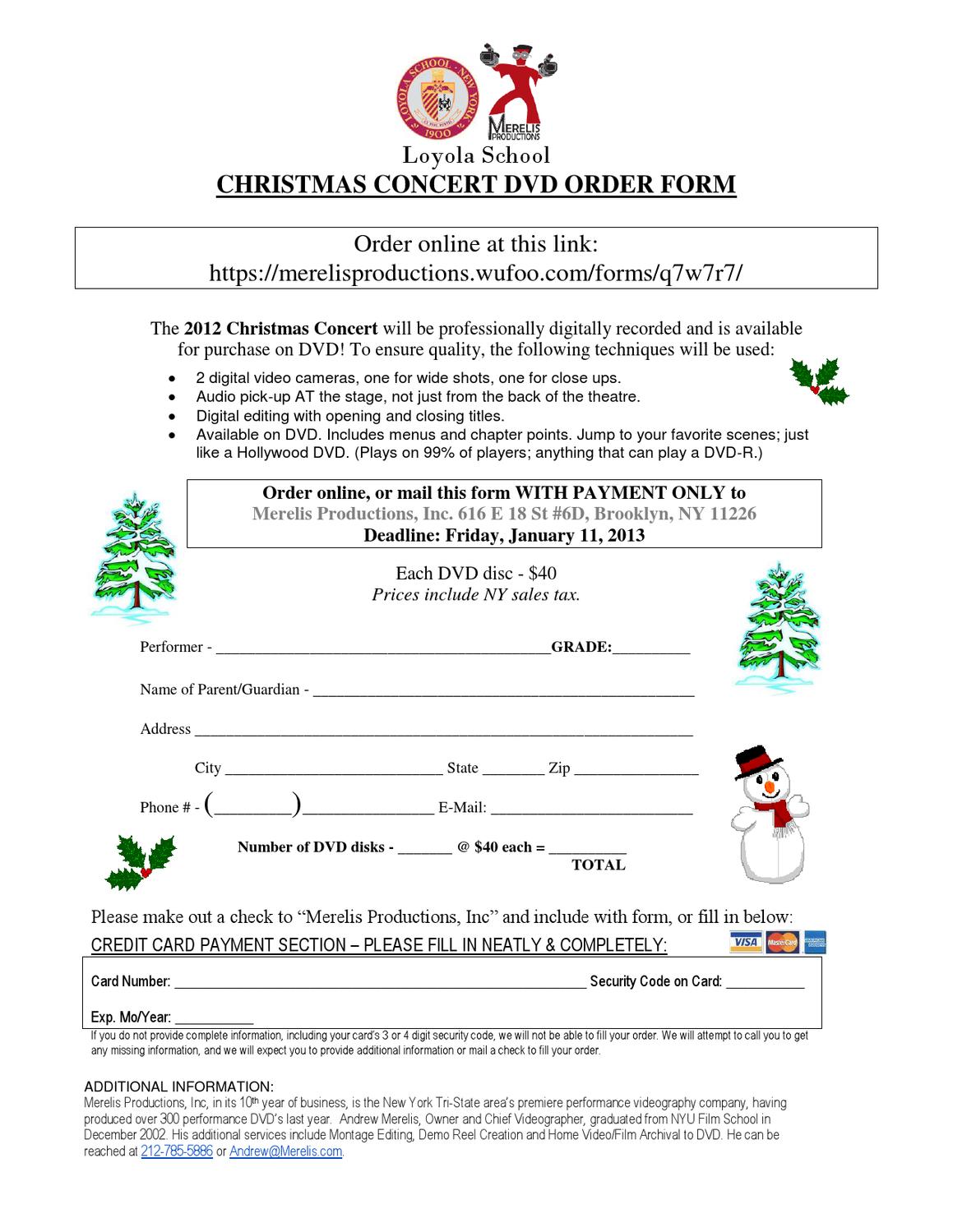 2012 Christmas Concert Order Form by Loyola School - Issuu