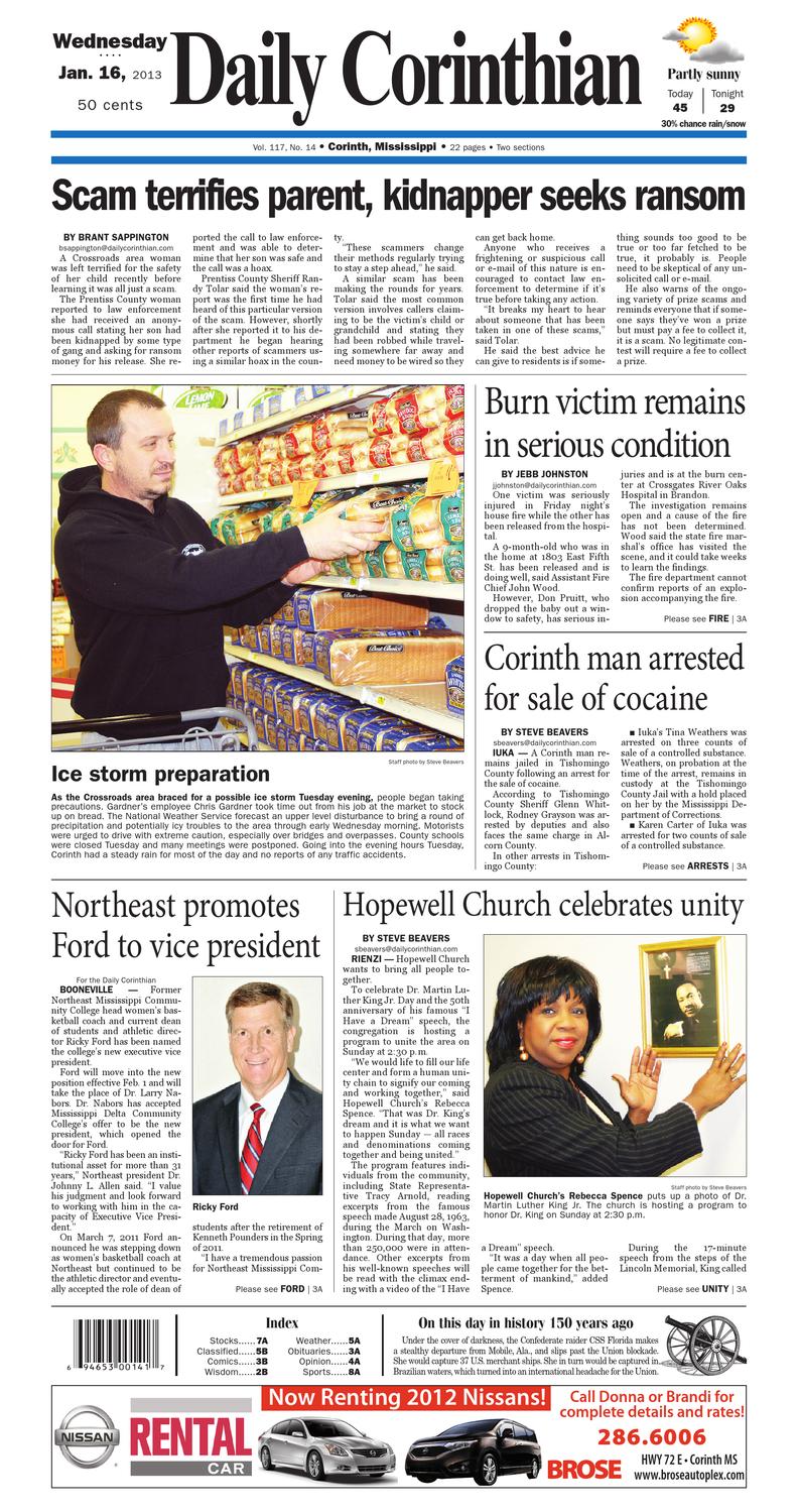 Daily Corinthian E-Edition 011613 by Daily Corinthian - Issuu