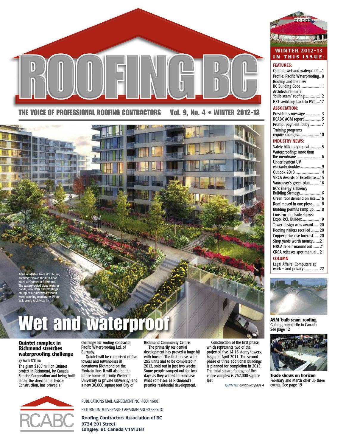 Roofing BC, Winter 2013 by RCABC - Issuu