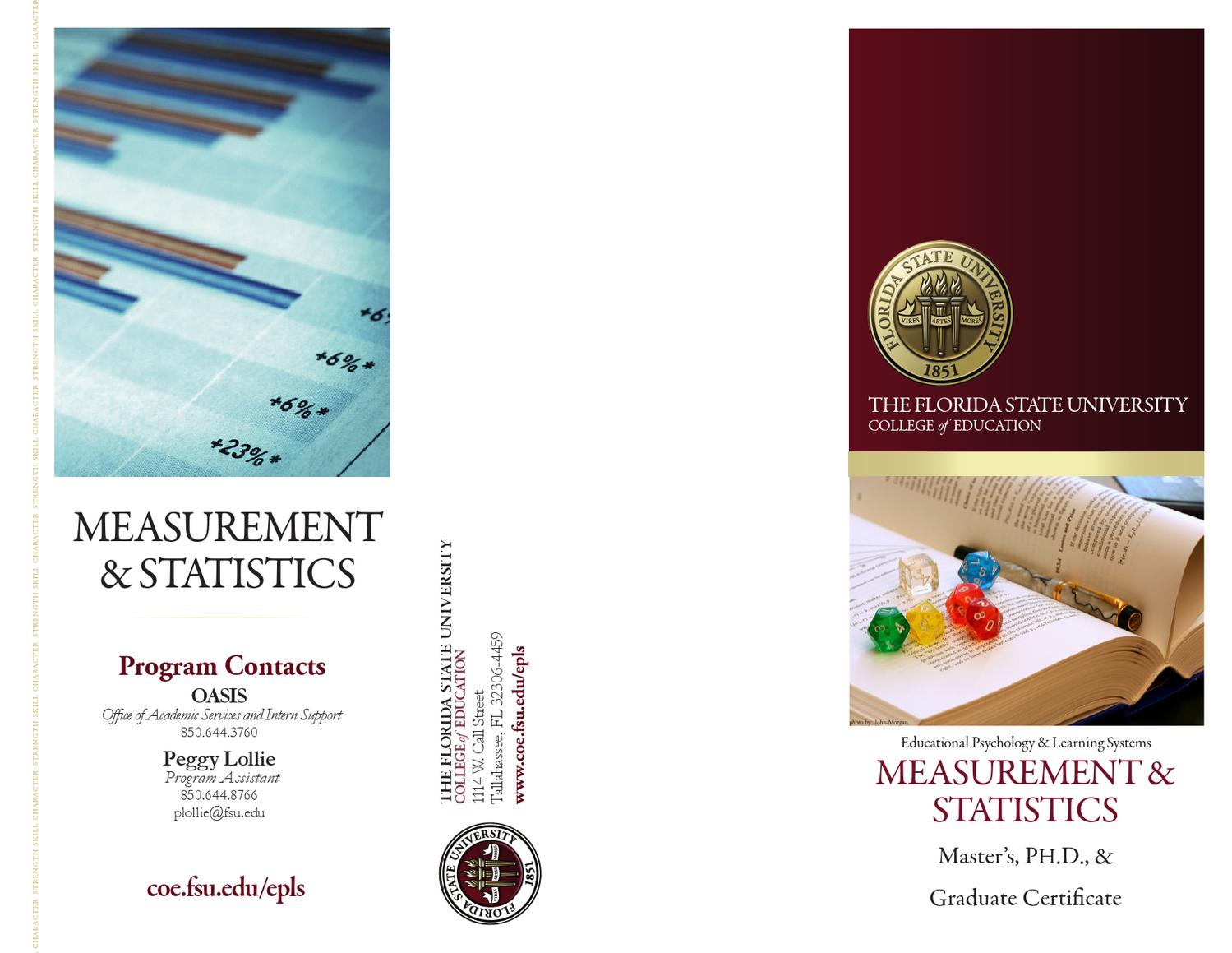 Measurement and Statistics Brochure by FSU College of Education, Health ...