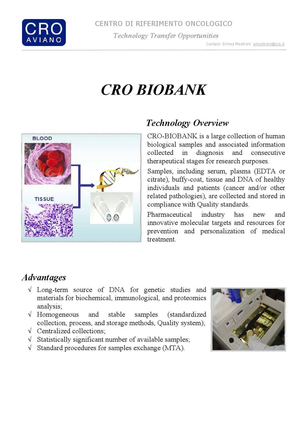 CRO%20BIOBANK by CRO - Aviano - Issuu