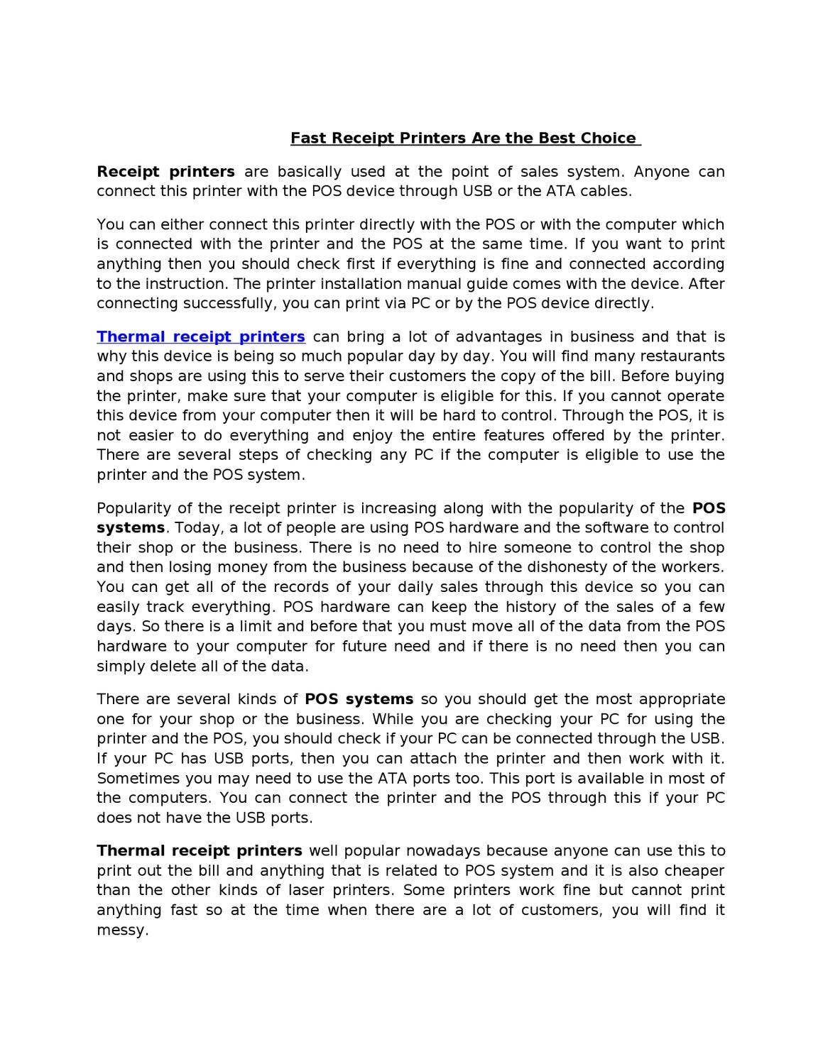 Fast Receipt Printers Are the Best Choice by POS Central - Issuu