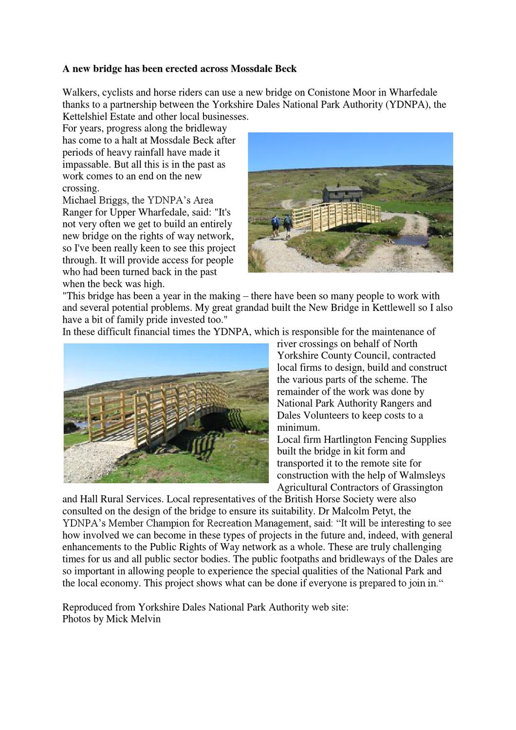 A New Bridge Across Mossdale Beck by Mick Melvin - Issuu