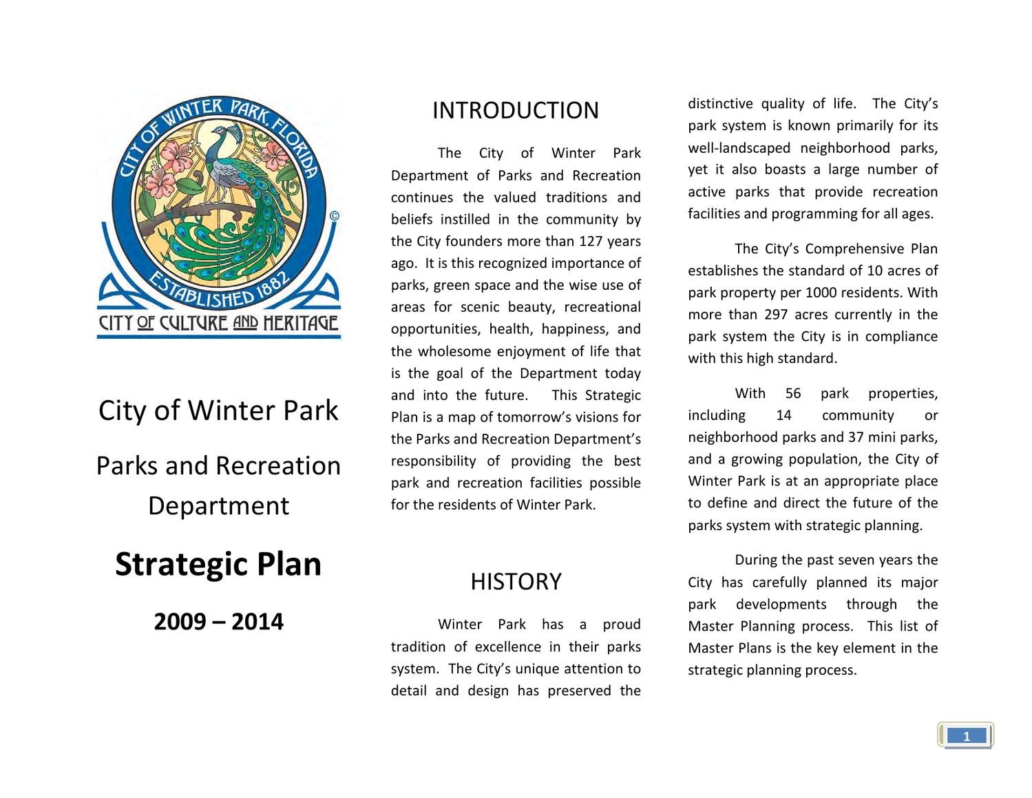 Parks & Recreation Strategic Plan 2009 by City of Winter Park - Issuu