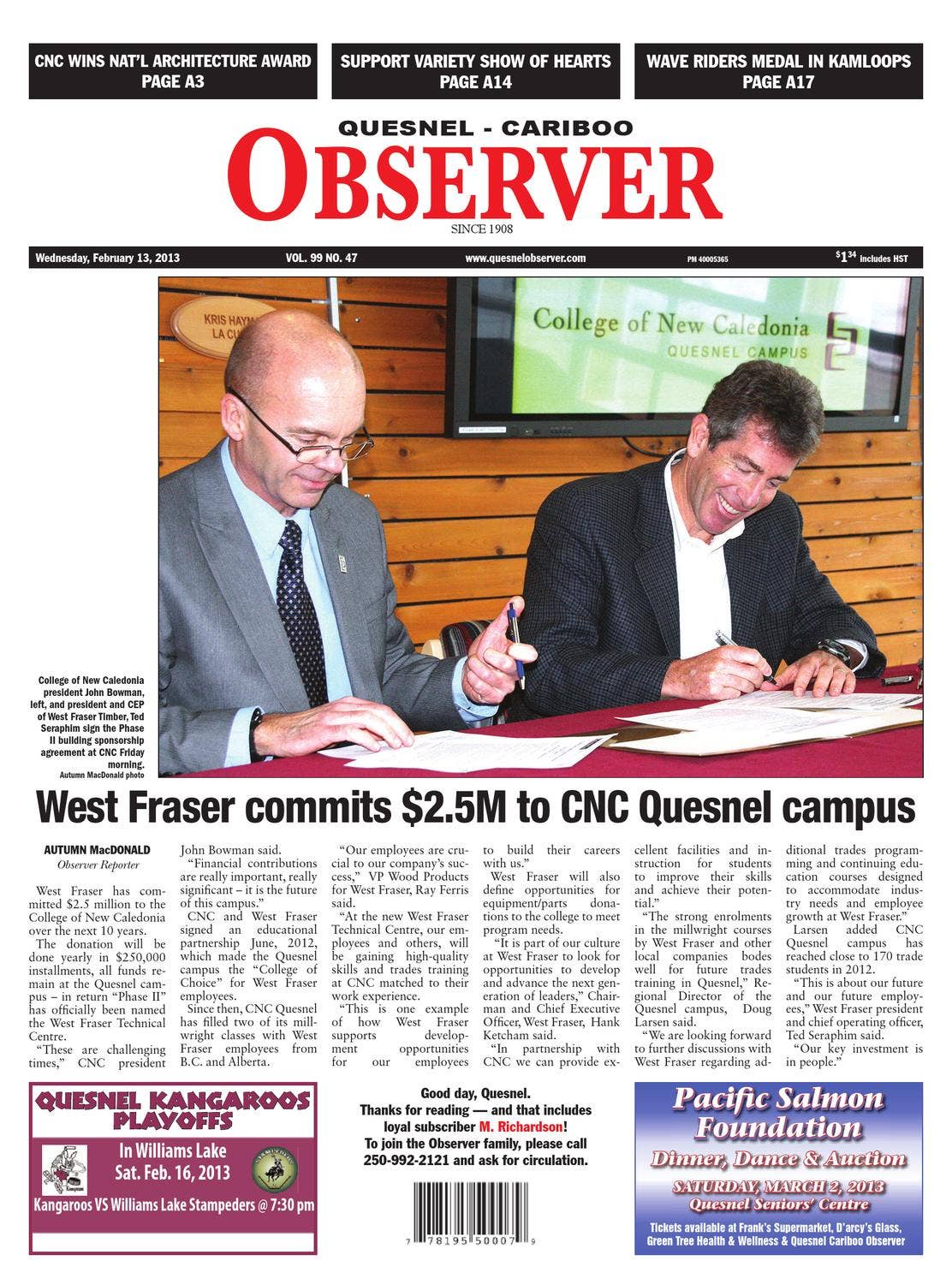 Quesnel Cariboo Observer, February 13, 2013 by Black Press Media Group ...