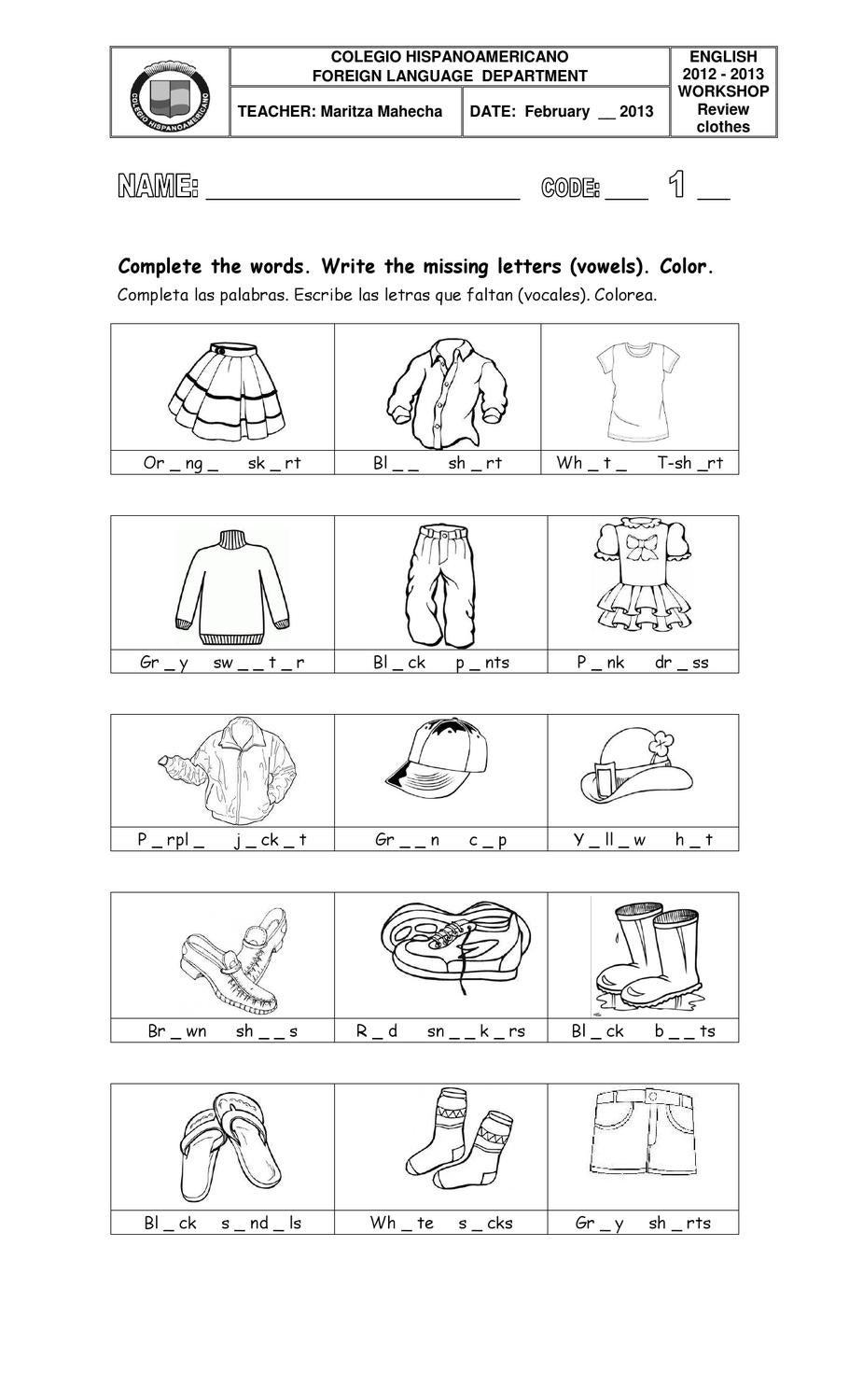 REVIEW CLOTHES by Colegio Hispanoamericano - Issuu