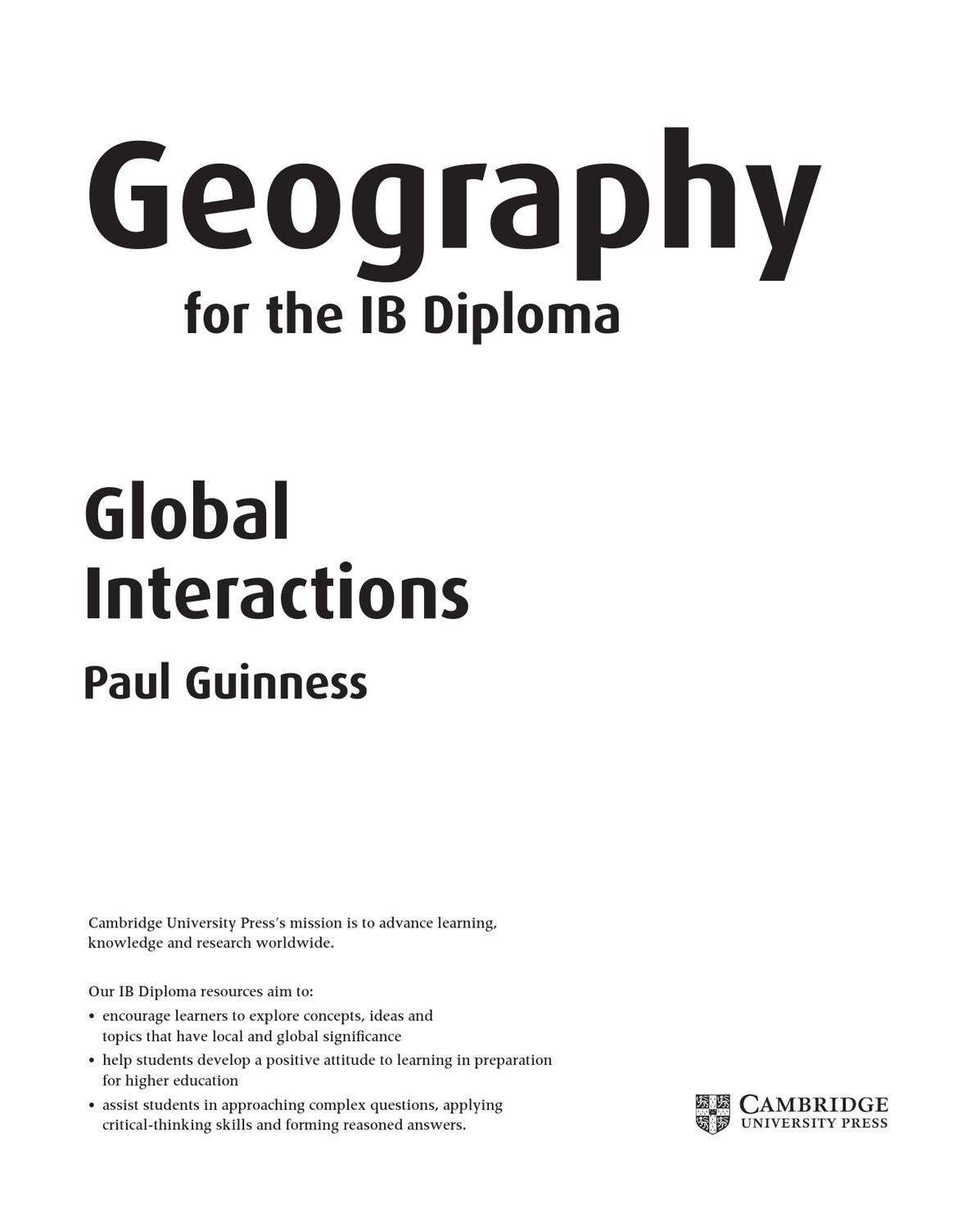 Geography for the IB Diploma: Global Interactions by Cambridge ...