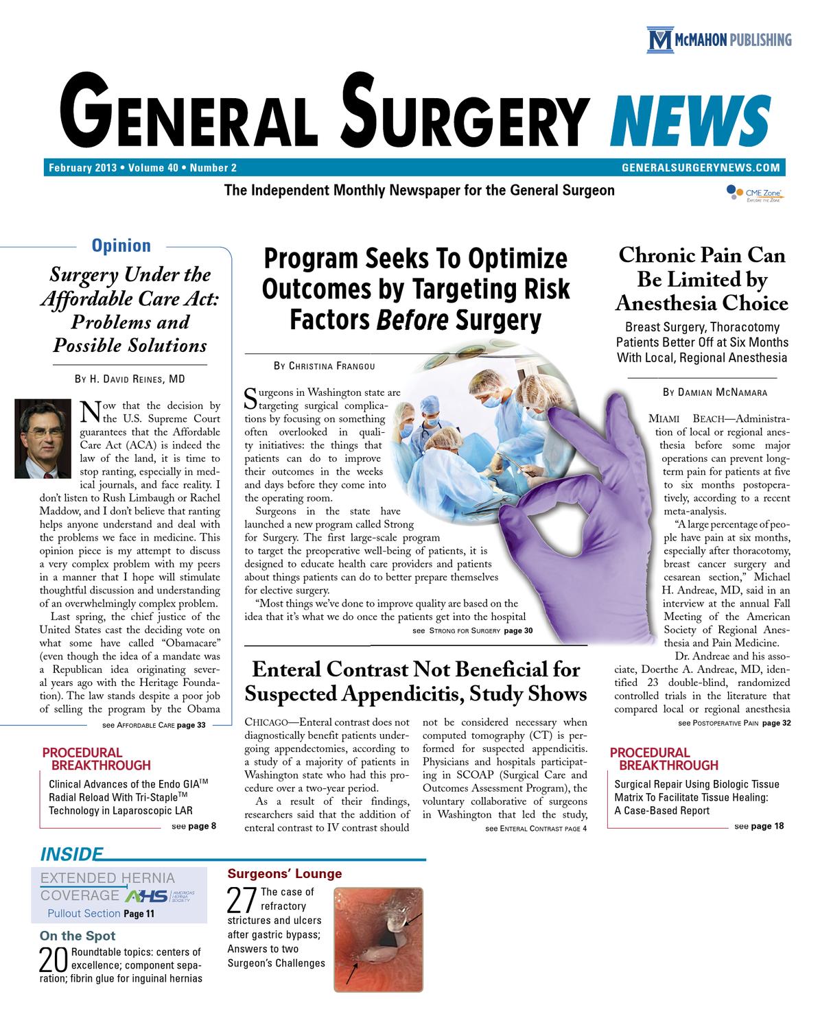 The February 2013 Digital Edition of General Surgery News by McMahon ...