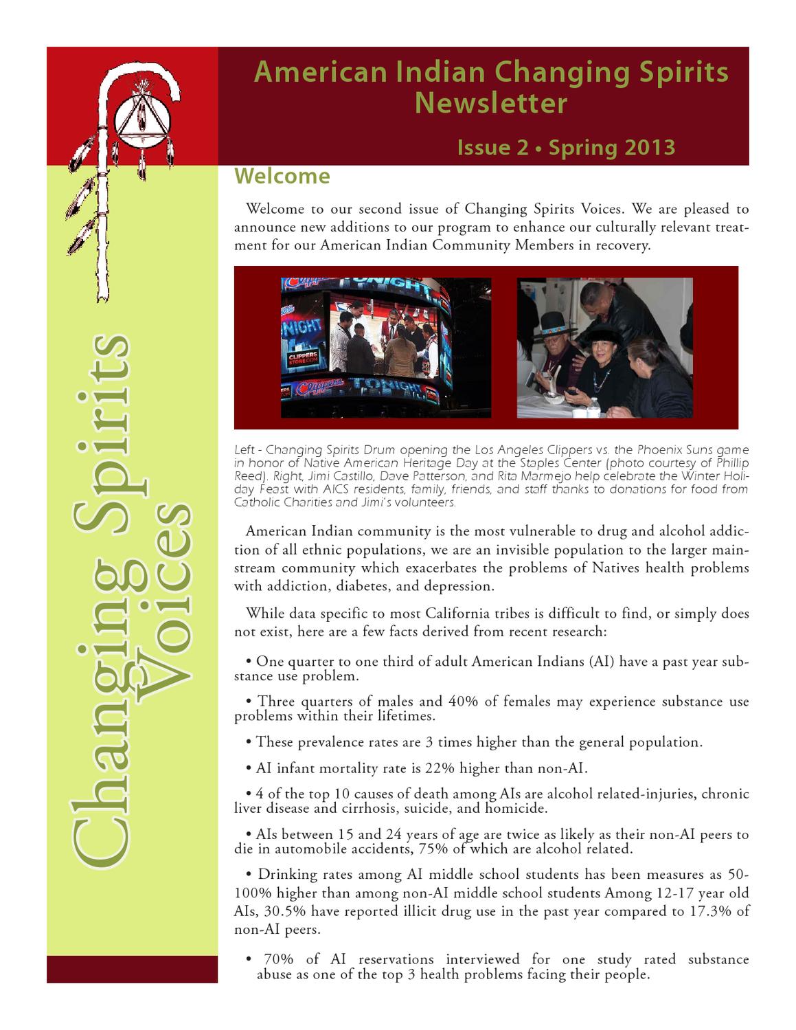 American Indian Changing Spirits Newsletter Spring 2013 by Cheryl ...