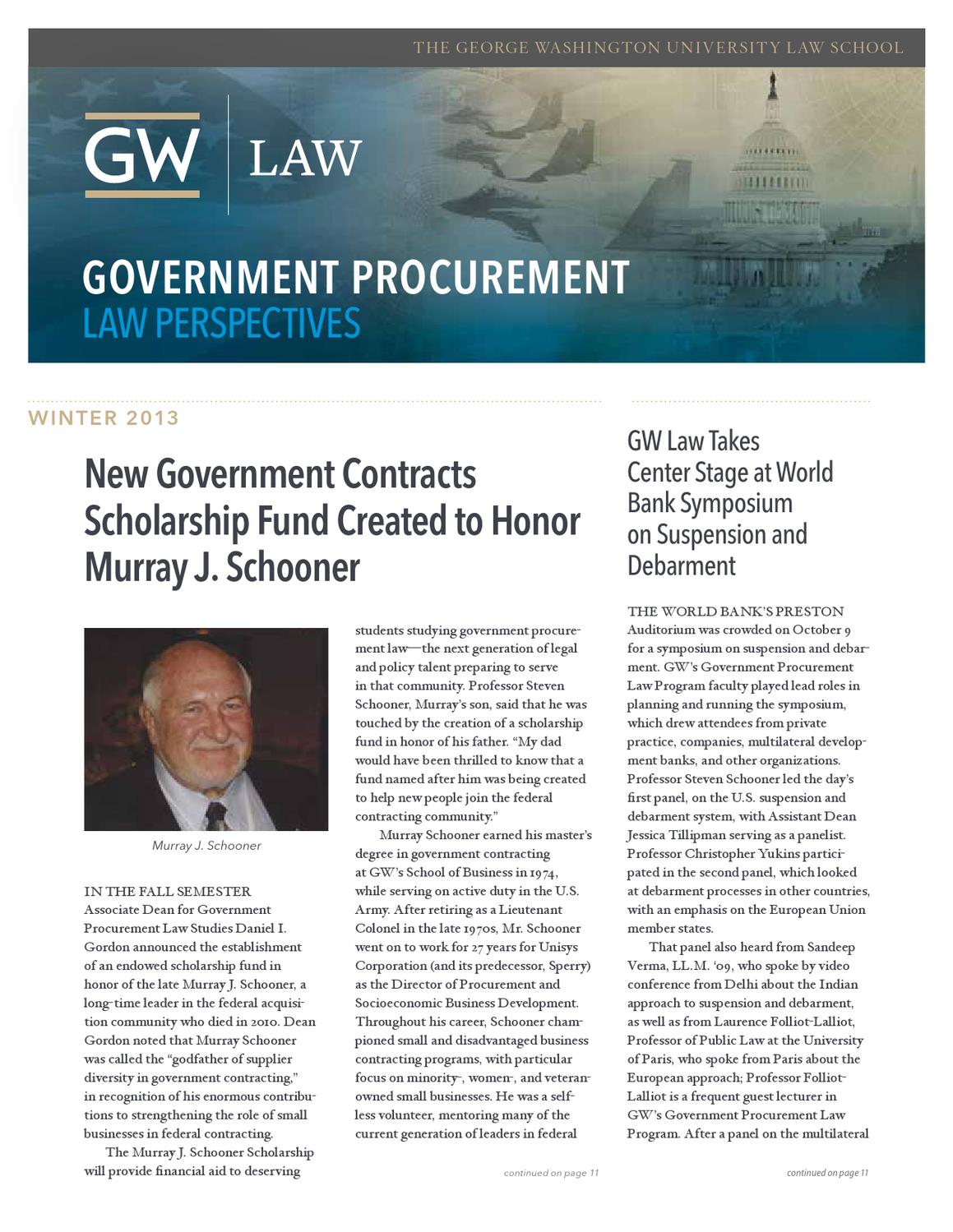 Spring 2013 Government Procurement Newsletter by The George Washington ...