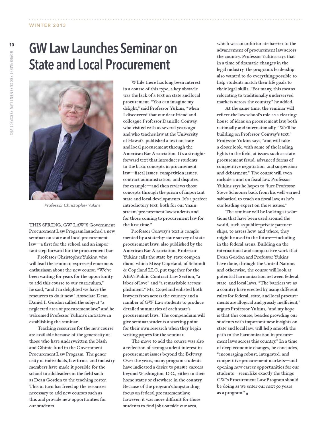 Spring 2013 Government Procurement Newsletter by The George Washington ...
