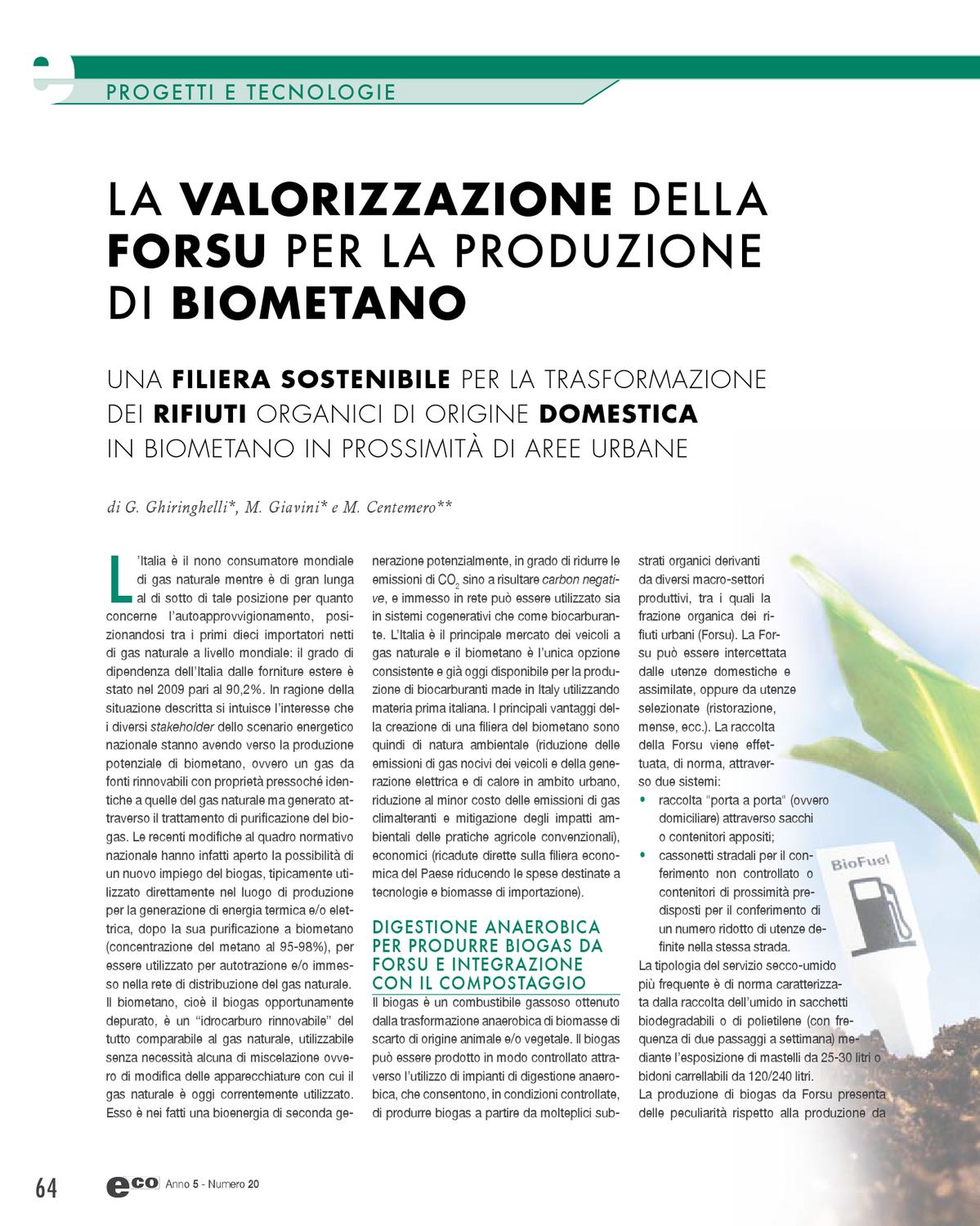 Ghiringhelli - La valorizzazione della FORSU per la produzione di ...