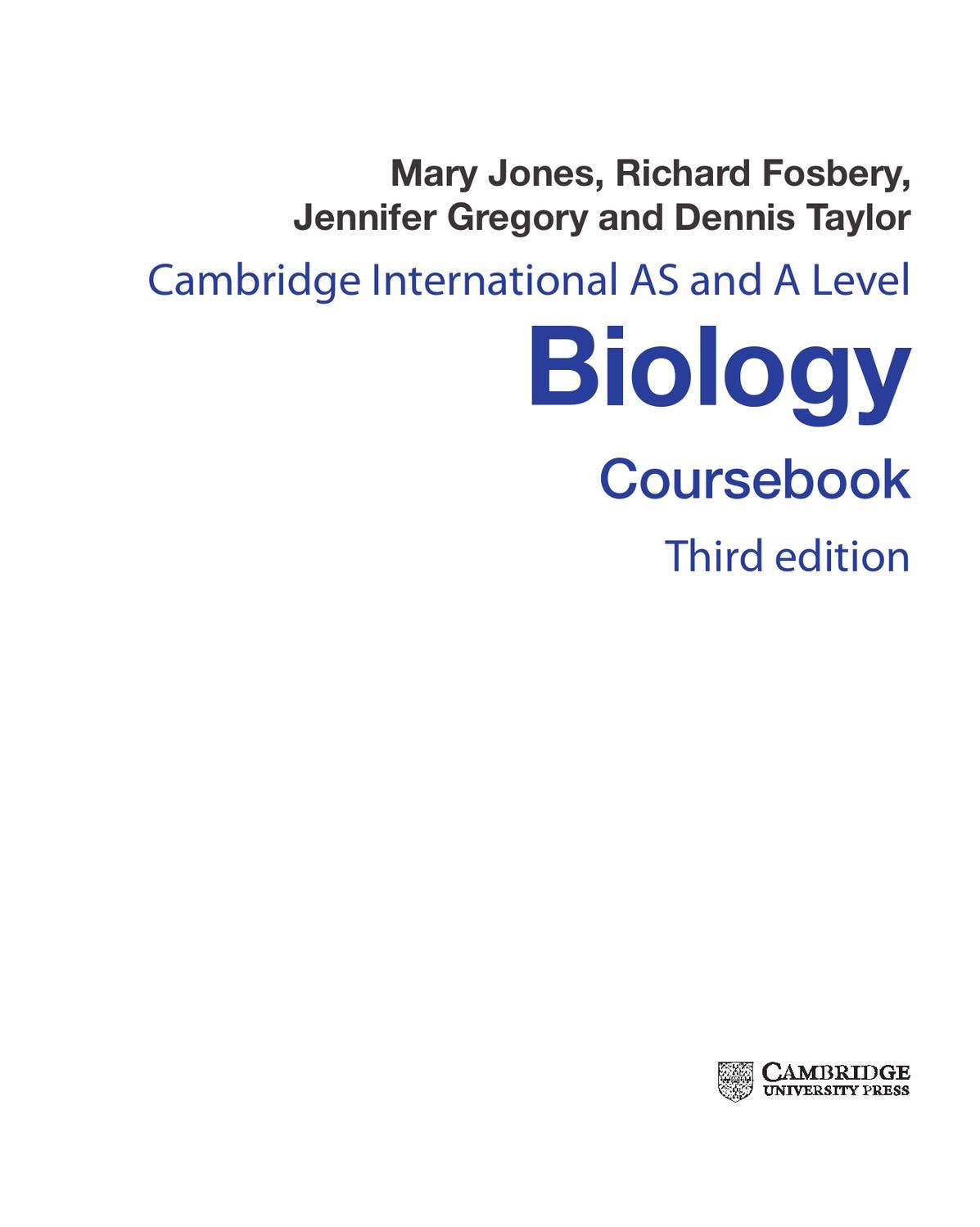 Cambridge International AS and A Level Biology: Coursebook (third ...