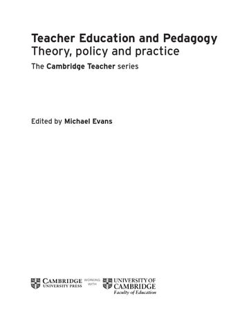 Teacher Education and Pedagogy: Theory, Policy and Practice (Cambridge ...