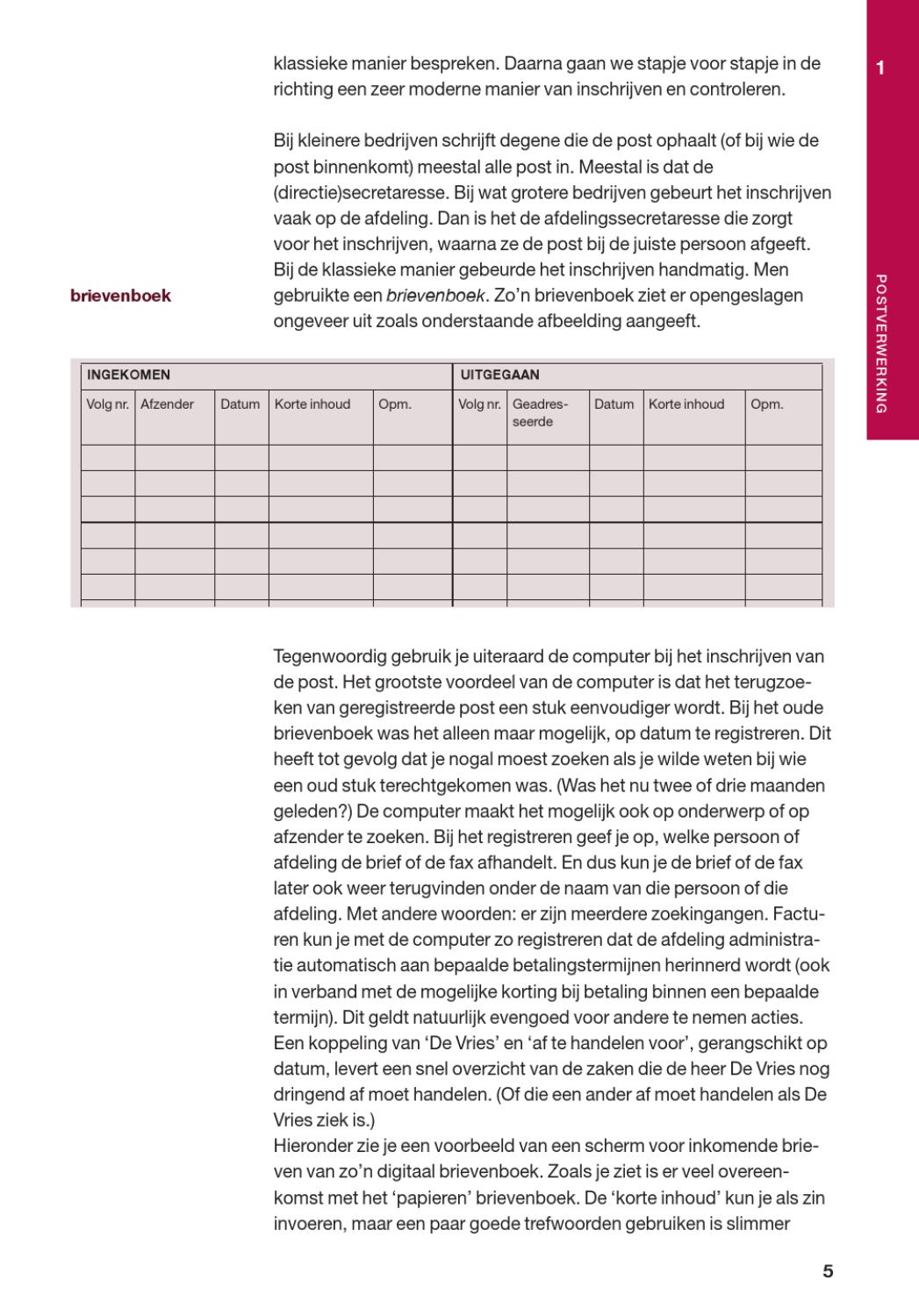 Post verzorgen en archiveren, informatieboek niveau 2, 3 en 4 by ...