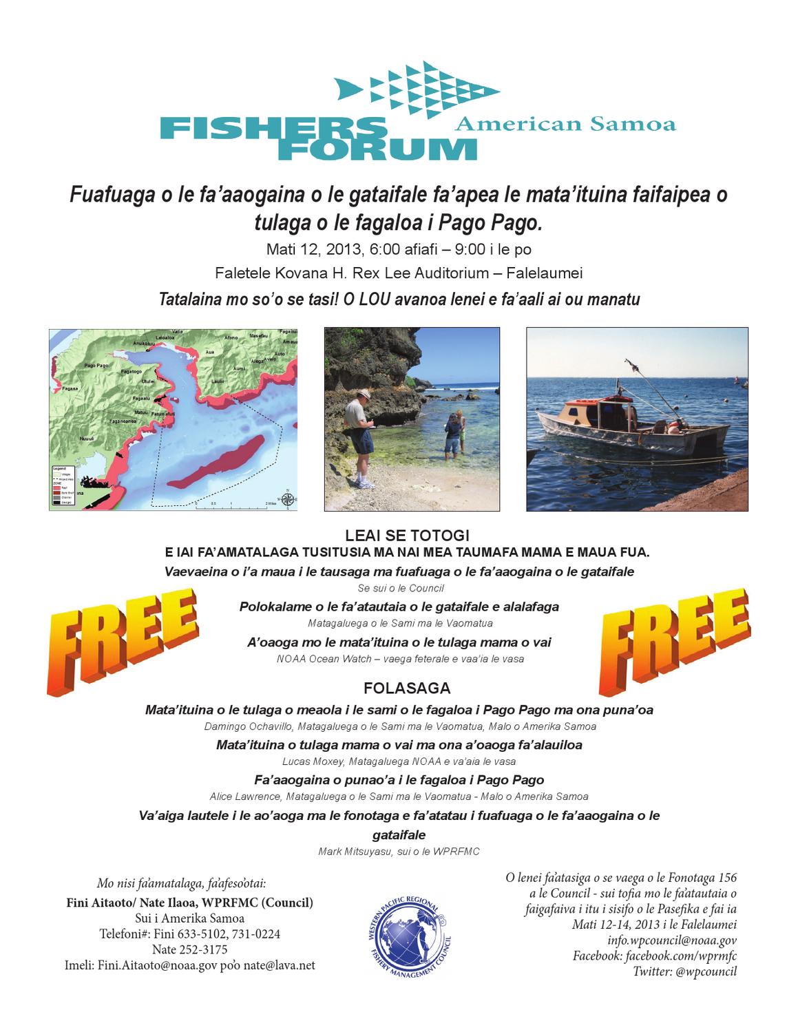 Amerika Samoa Fishers Forum Flyer by Western Pacific Regional Fishery ...
