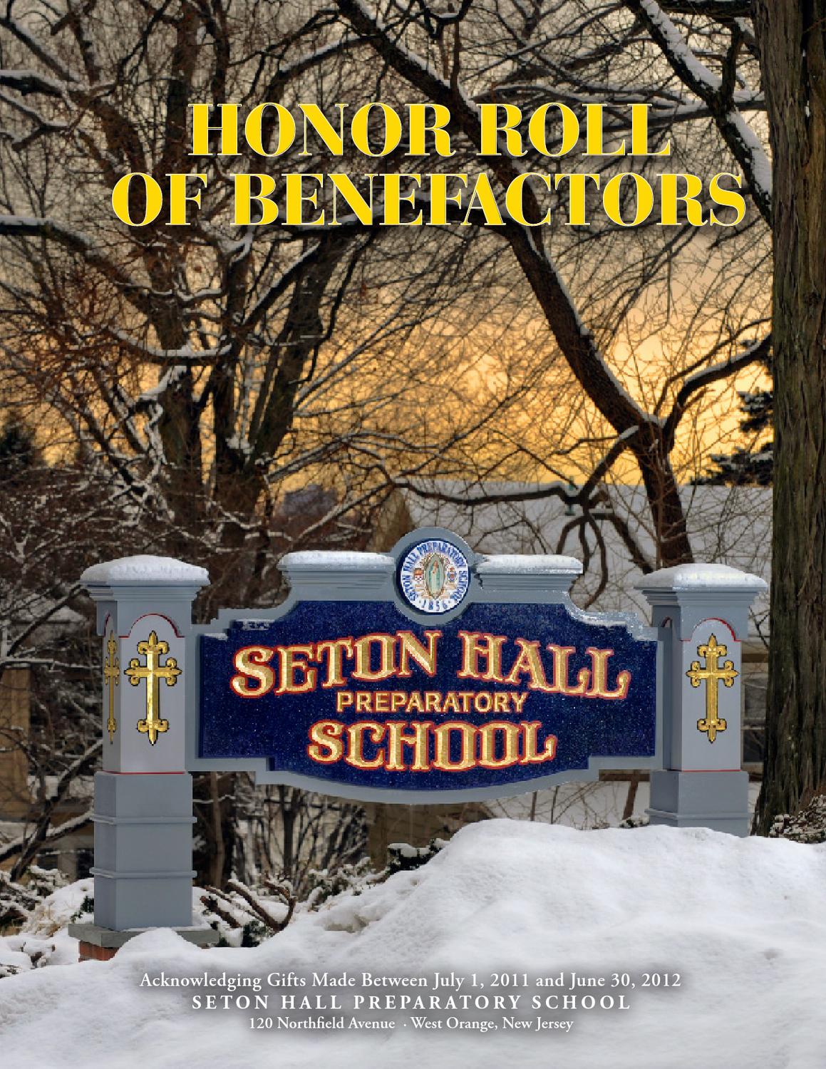Seton Hall Prep 2012 Honor Roll of Benefactors by Seton Hall Prep - Issuu