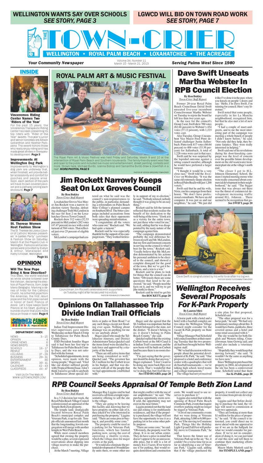 Town-Crier Newspaper March 15, 2013 by Wellington The Magazine LLC - Issuu