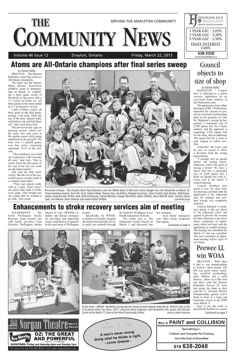 Drayton Community News March 22, 2013 by WHA Publications Ltd. - Issuu