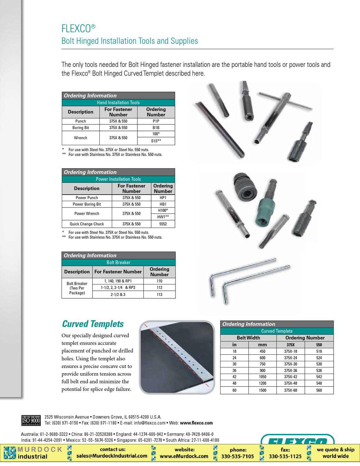 Flexco Hinged Bolt Fastener System for heavy Conveyor Belt by Murdock ...