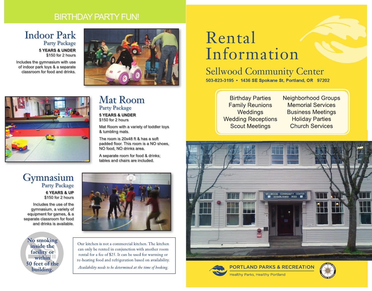 Sellwood Community Center Rental Brochure by Portland Parks ...