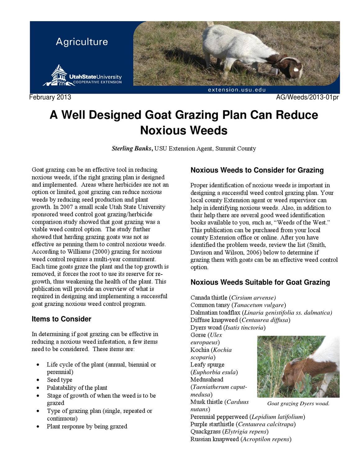 Goats for Weed Control by Utah State University Extension - Issuu