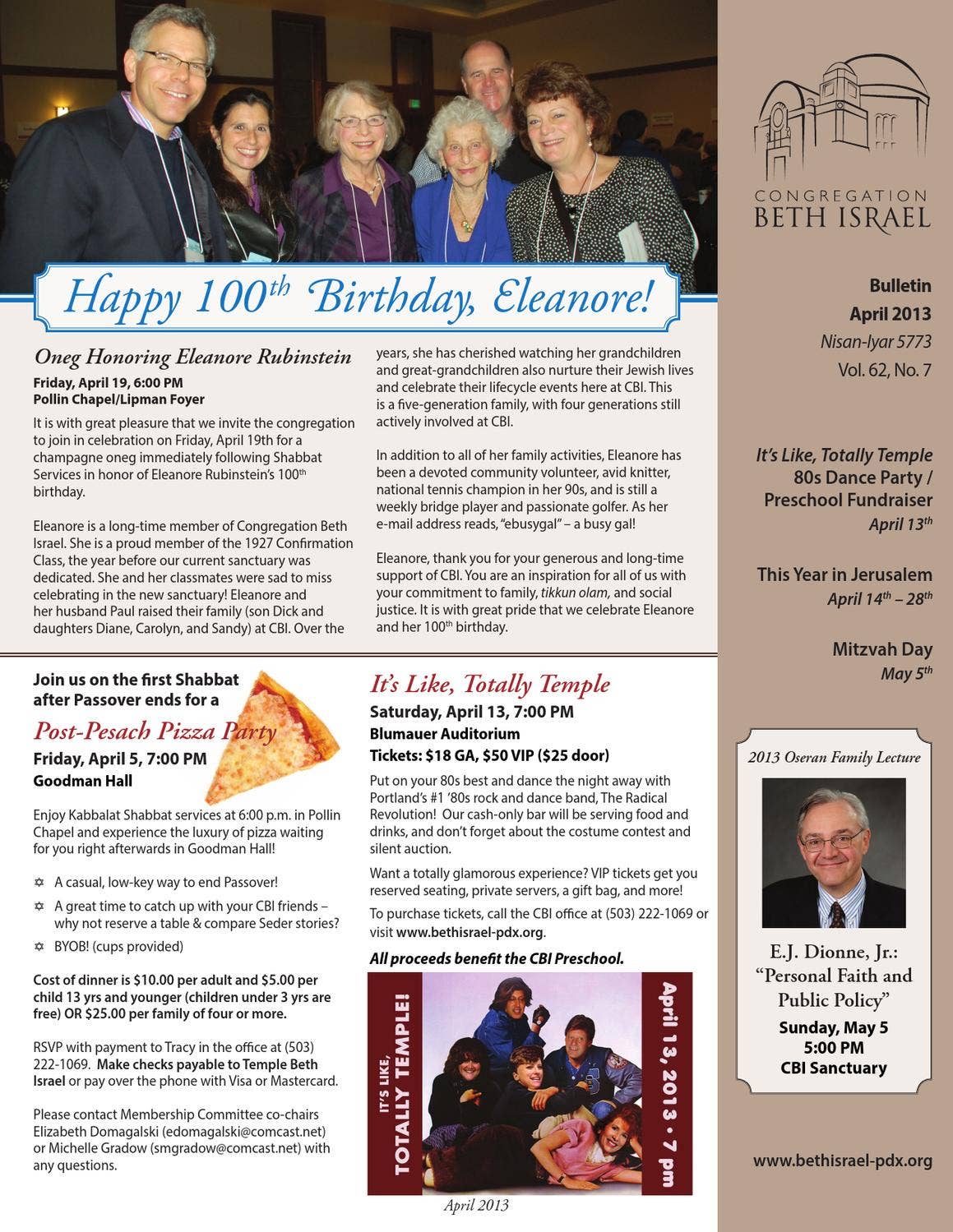 April 2013 Bulletin - Congregation Beth Israel, Portland Oregon by ...