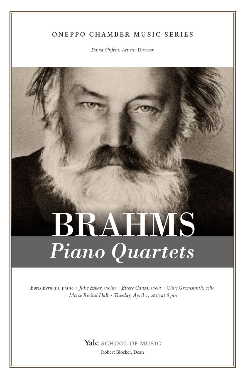 Brahms Piano Quartets by Yale School of Music - Issuu