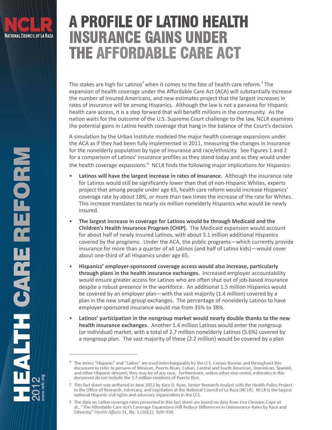 A Profile of Latino Health Insurance Gains Under the Affordable Care ...