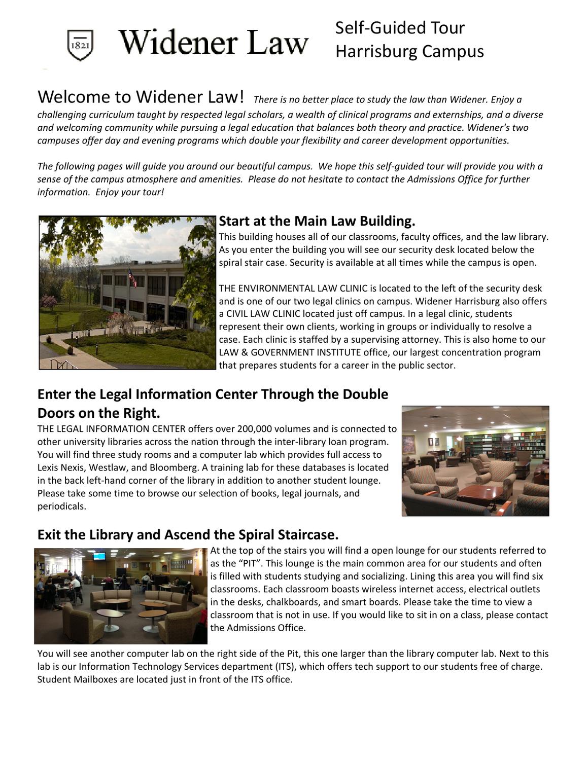 Self Guided Tour of Widener Law Harrisburg Campus by Widener University Delaware Law School - Issuu
