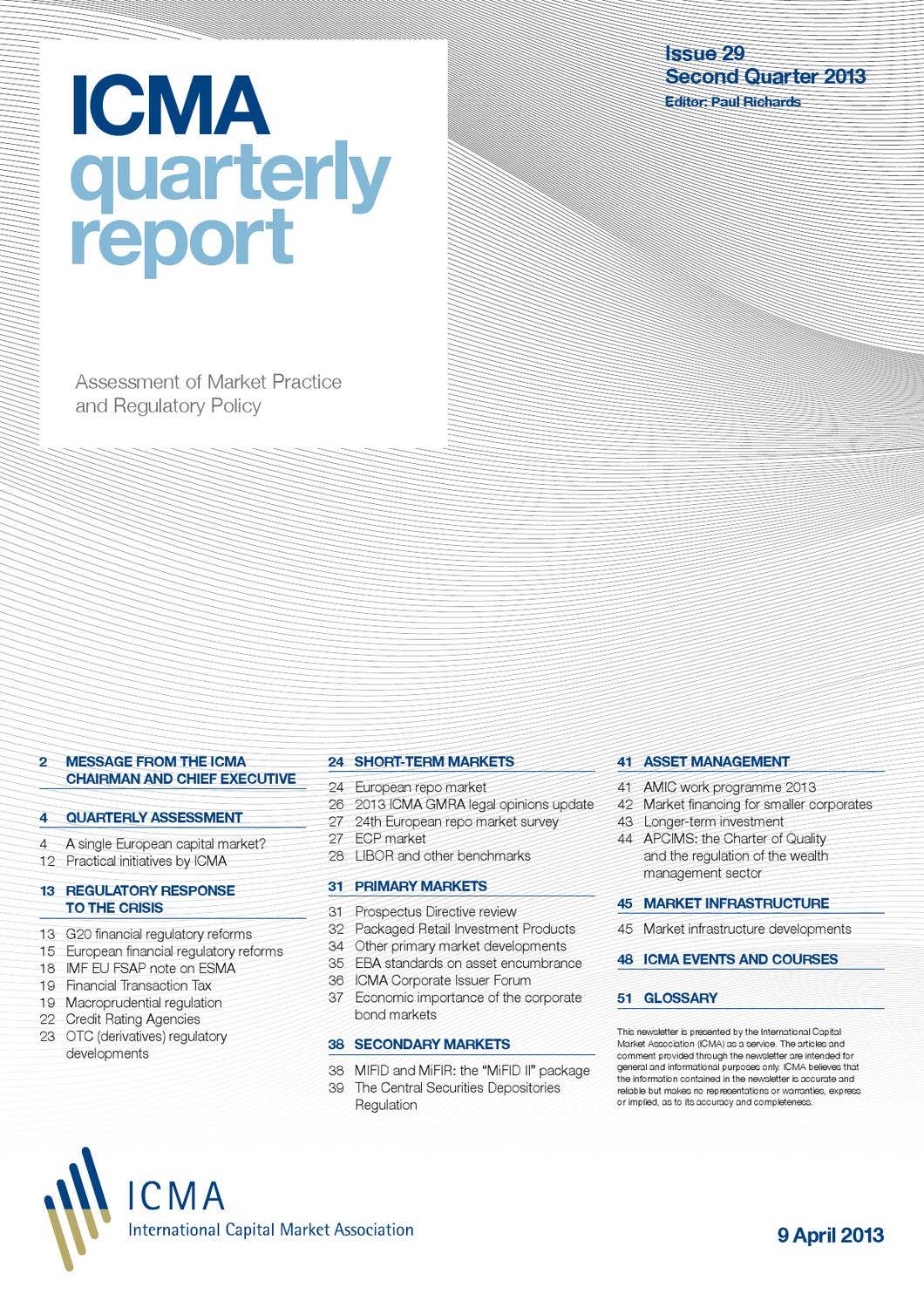 ICMA Quarterly Report Second Quarter 2013 by ICMA - Issuu