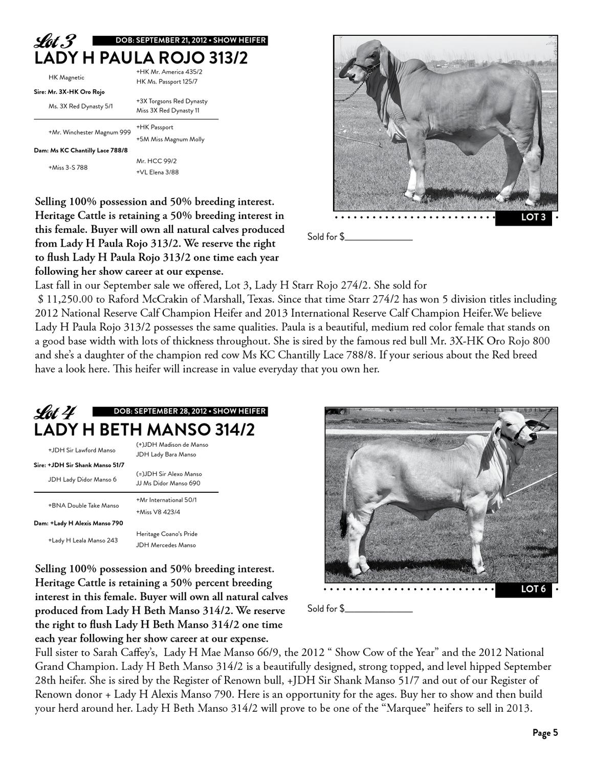 Heritage Cattle Brahman Production Sale by Cattle In Motion, LLC - Issuu