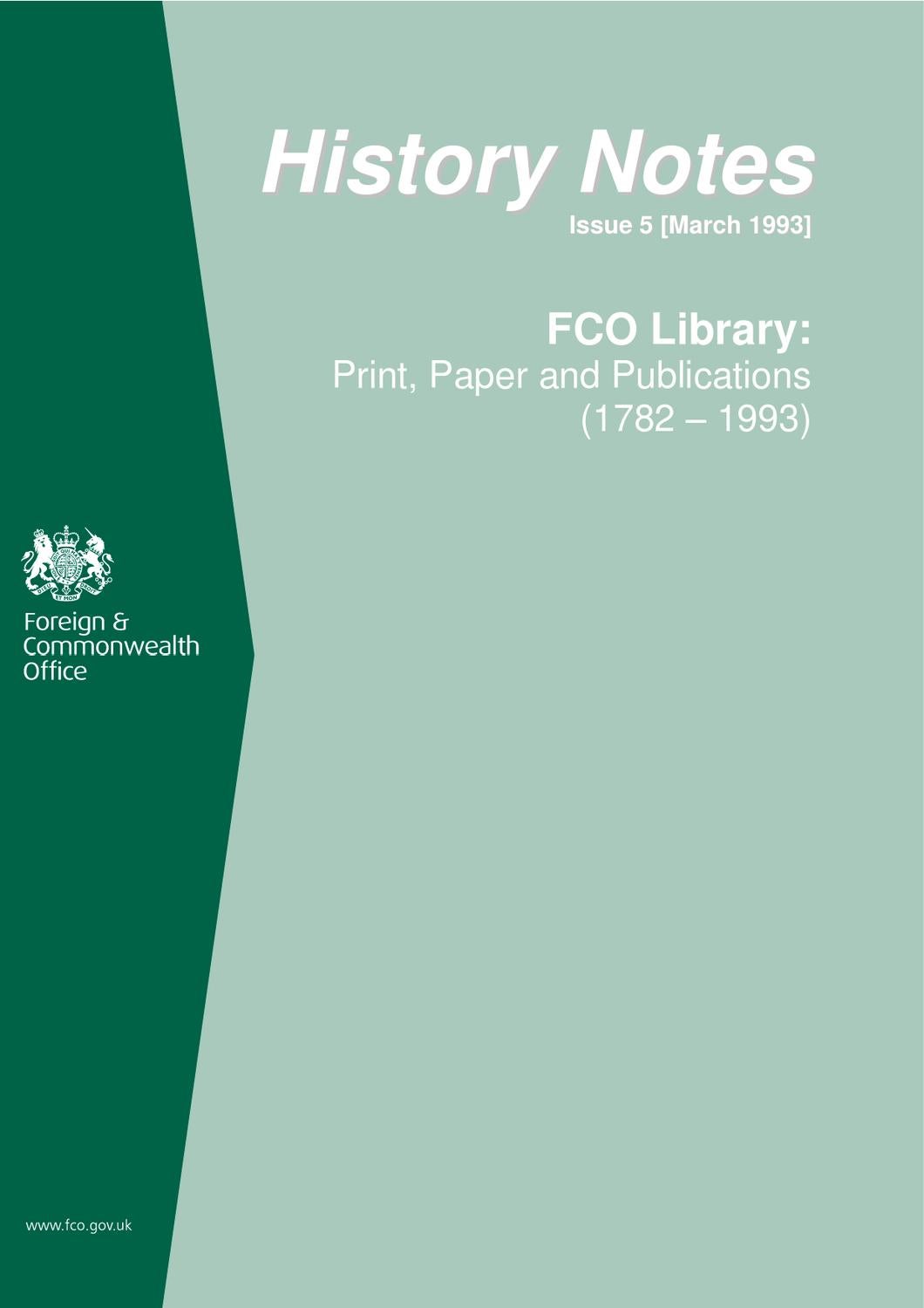 FCO Library: Print, Paper and Publications, 1782-1993 by FCDO ...