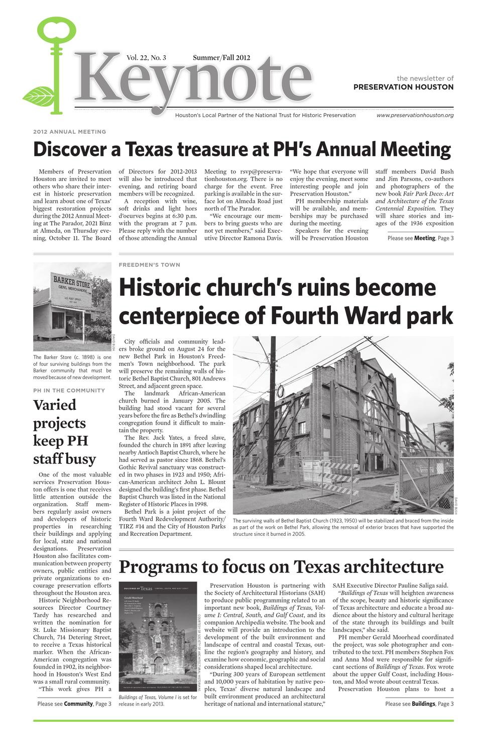 Summer/Fall 2012 Preservation Houston newsletter by Preservation ...
