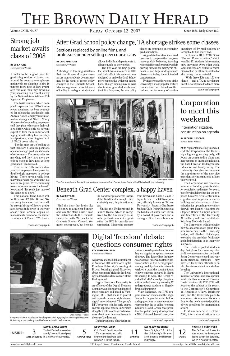 Friday, October 12, 2007 by The Brown Daily Herald - Issuu