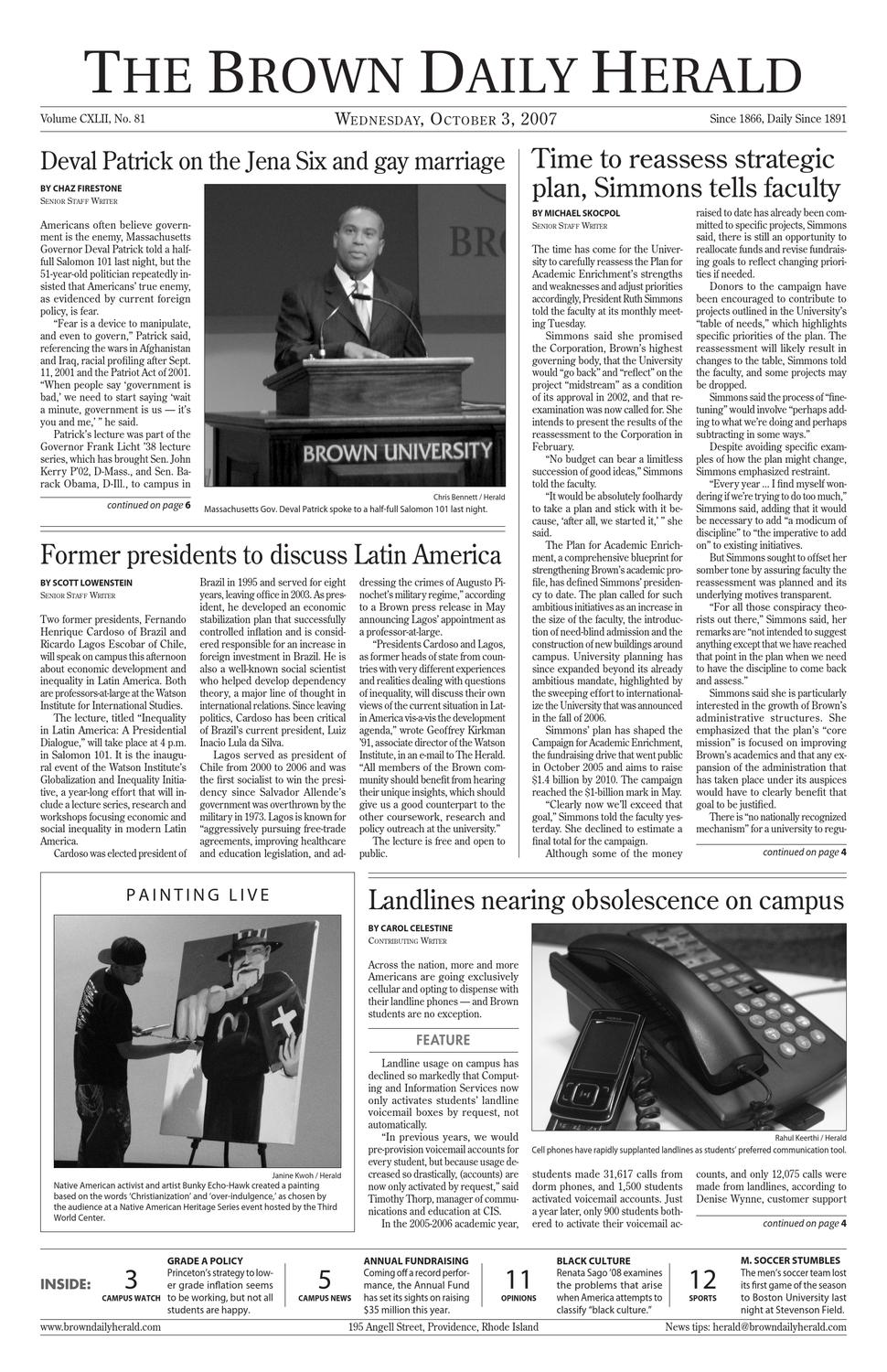 Wednesday, October 3, 2007 by The Brown Daily Herald - Issuu