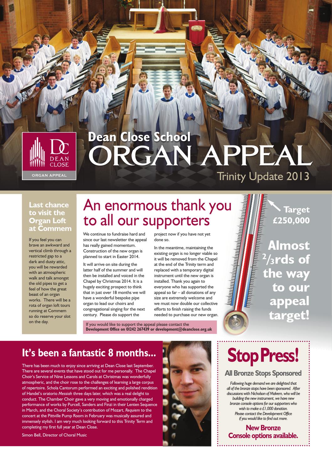 Organ Appeal Newsletter - Trinity 2013 by Dean Close School - Issuu