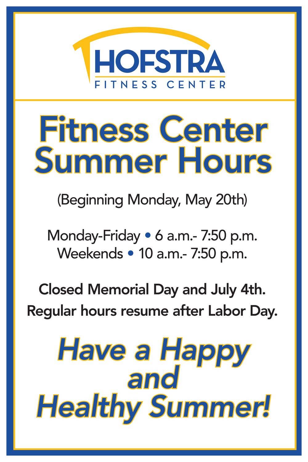 Summer Hours - Hofstra Fitness Center by Hofstra University - Issuu