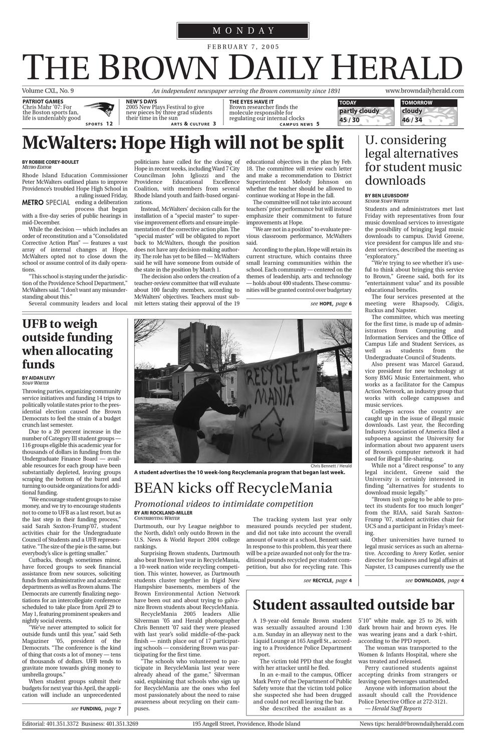 Monday, February 7, 2005 by The Brown Daily Herald - Issuu