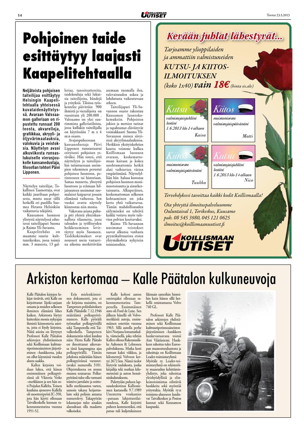 Koillismaan uutiset 21/2013 by Koillismaan Uutiset Oy - Issuu