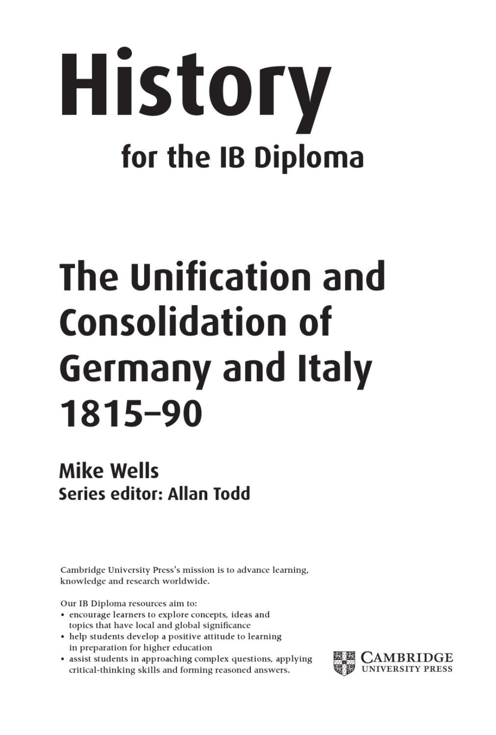 History for the IB Diploma: Unification and Consolidation of Germany ...