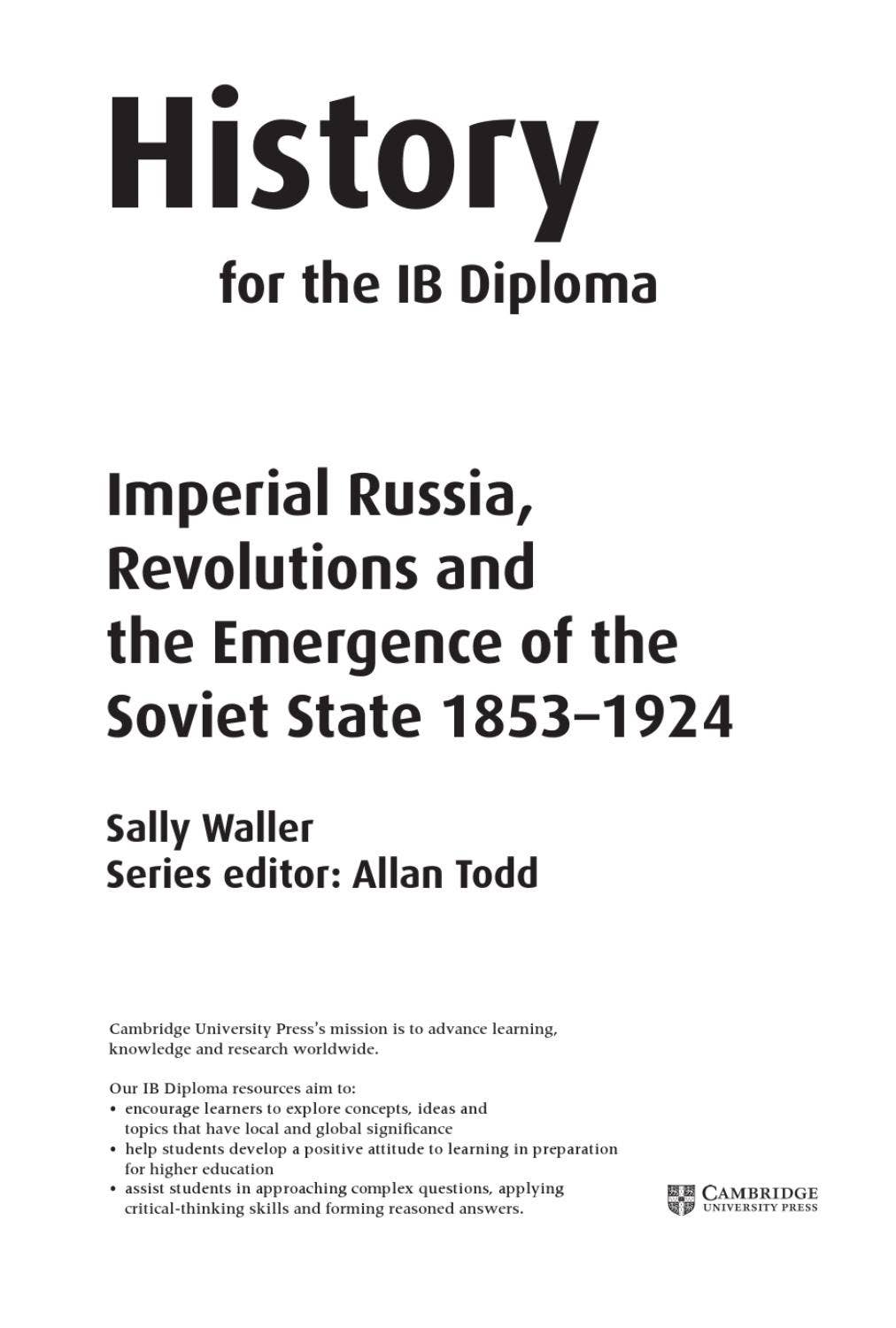 History for the IB Diploma: Imperial Russia, Revolutions and the ...