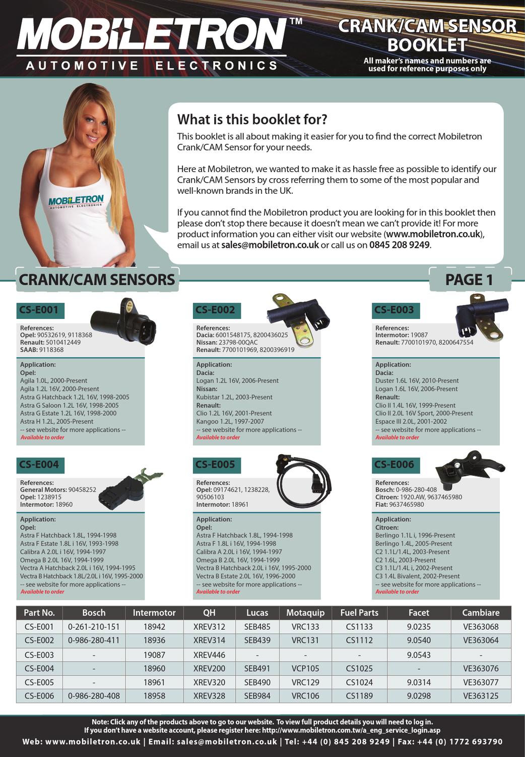 Mobiletron Crank/CAM Sensor Booklet 2013 by Mobiletron UK - Issuu