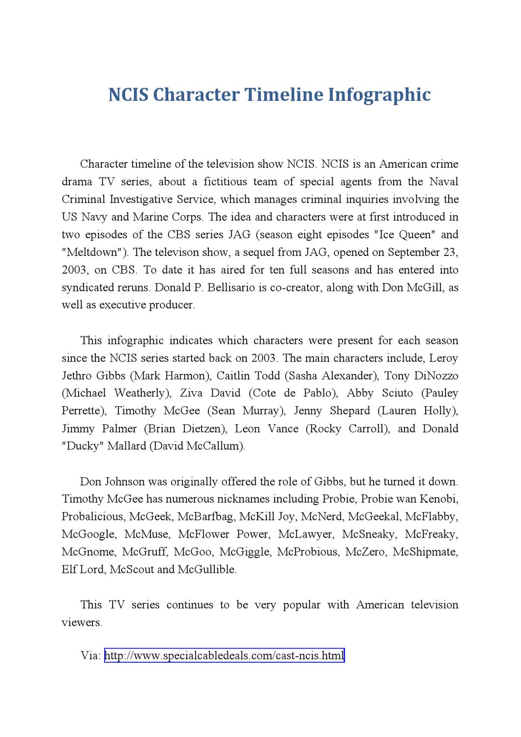 NCIS Character Timeline Infographic by Billy Trail - Issuu